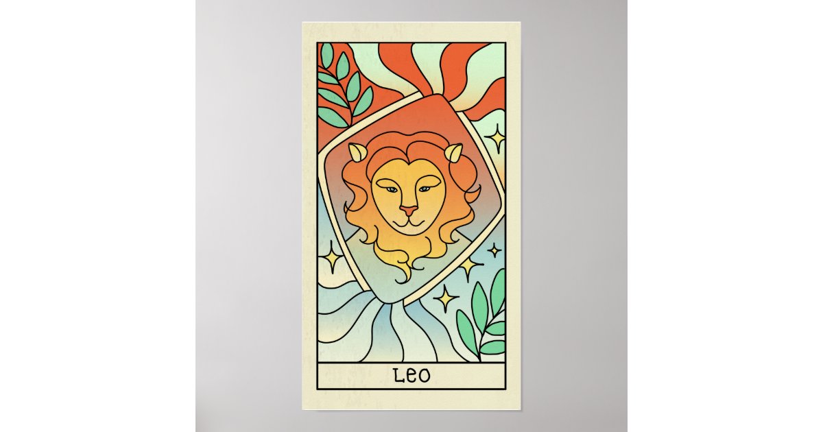 Leo Zodiac Sign Abstract Art Vintage Poster | Zazzle