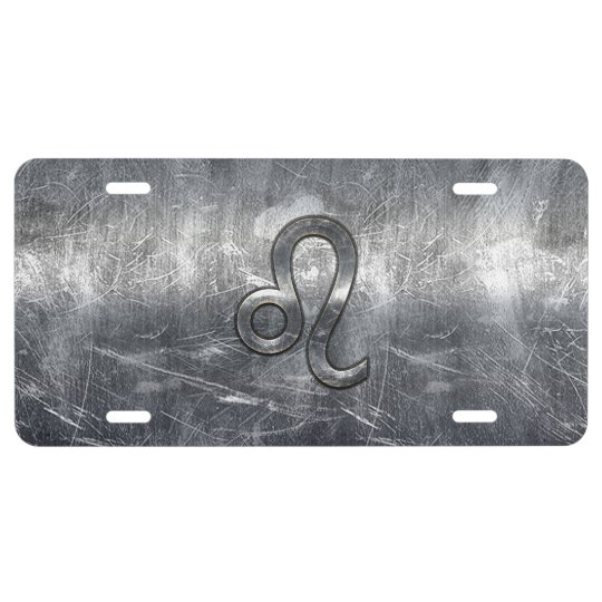 Leo Zodiac Symbol in Grunge Distressed Style License Plate | Zazzle.com