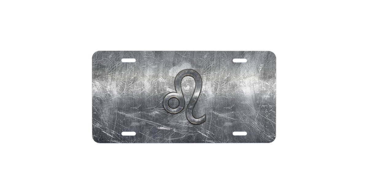 Leo Zodiac Symbol in Grunge Distressed Style License Plate | Zazzle