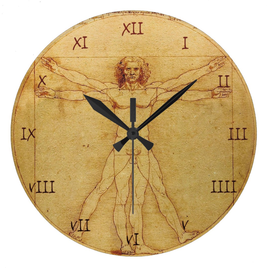 Leonardo Da Vinci Anatomy Study of human body Large Clock | Zazzle