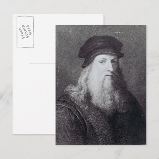 Leonardo da Vinci, engraved by Raphael Postcard | Zazzle