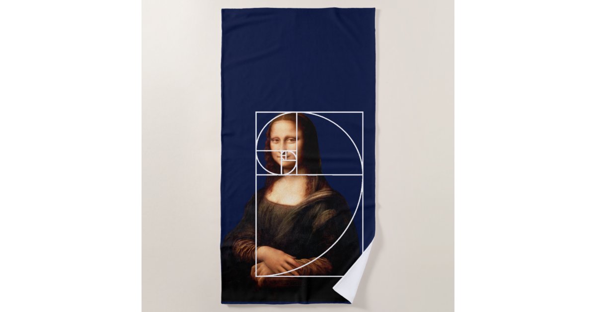Leonardo da Vinci Mona Lisa Fibonacci Sequence Beach Towel | Zazzle
