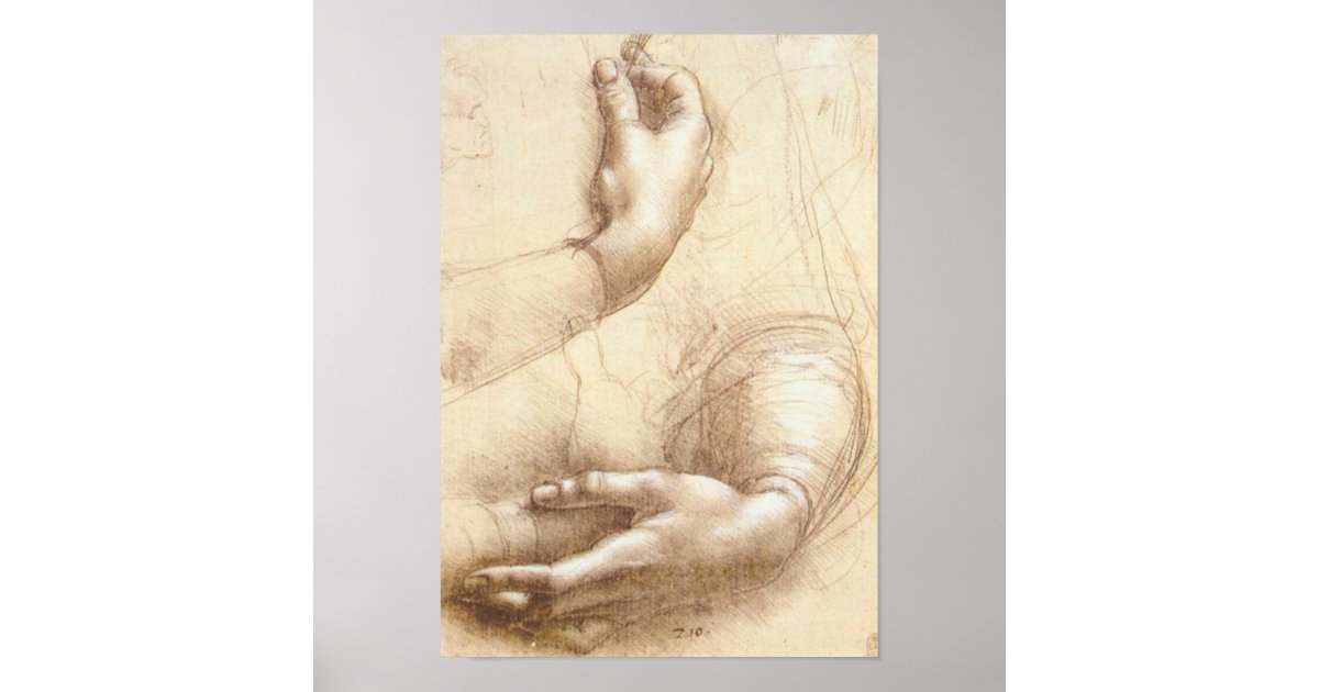 Leonardo da Vinci Study of Arms and Hands Poster | Zazzle