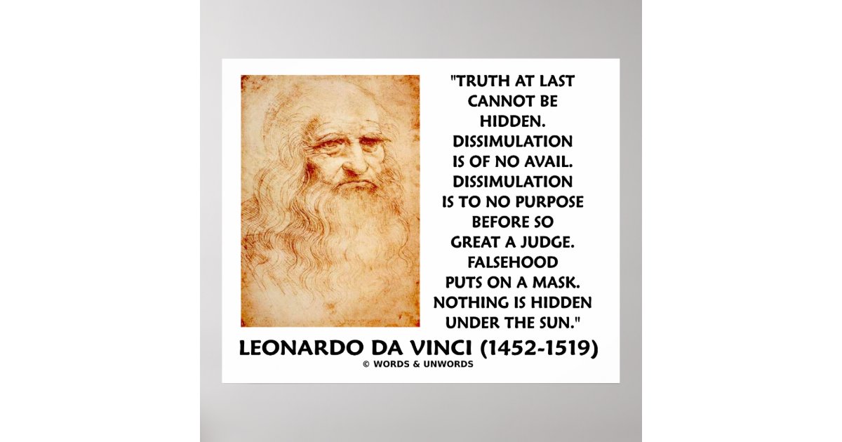 Leonardo da Vinci Truth Cannot Be Hidden Quote Poster | Zazzle