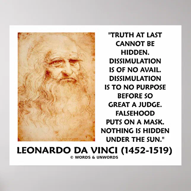 Leonardo da Vinci Truth Cannot Be Hidden Quote Poster | Zazzle