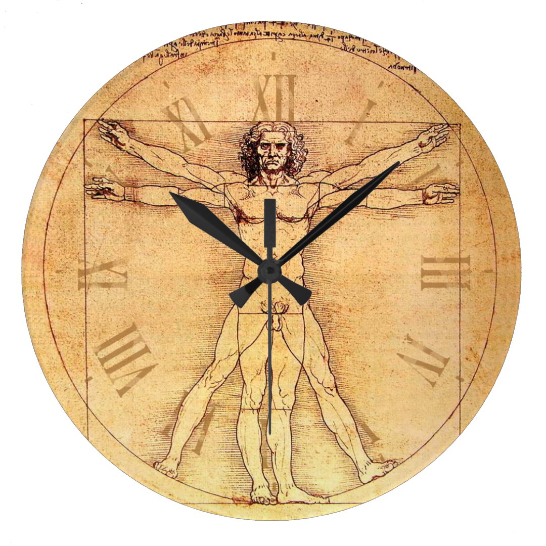 Leonardo Da Vinci Vitruvian Man numbers Large Clock | Zazzle