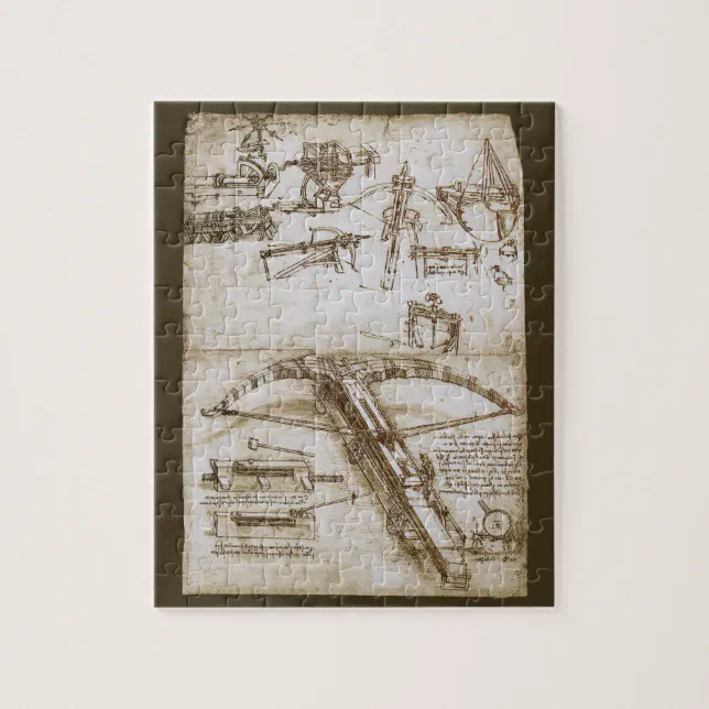 Leonardo da Vinci's Giant Crossbow Weapon Sketch Jigsaw Puzzle | Zazzle