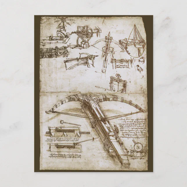 Leonardo da Vinci's Giant Crossbow Weapon Sketch Postcard | Zazzle
