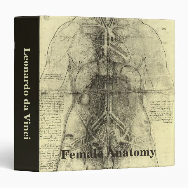 Leonardo da Vinci's Human Anatomy, Female Torso 3 Ring Binder | Zazzle