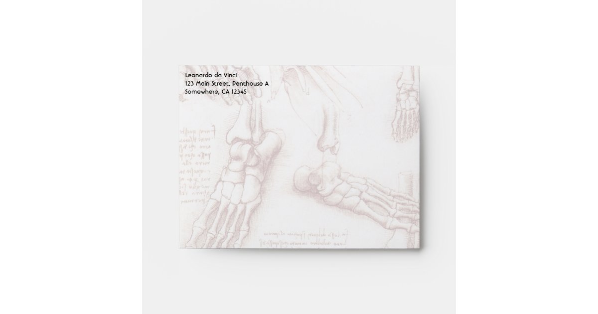 Leonardo da Vinci's Human Anatomy Foot Bones Envelope | Zazzle
