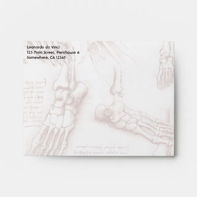 Leonardo da Vinci's Human Anatomy Foot Bones Envelope | Zazzle