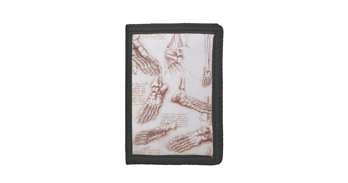 Leonardo da Vinci's Human Anatomy Foot Bones Trifold Wallet | Zazzle