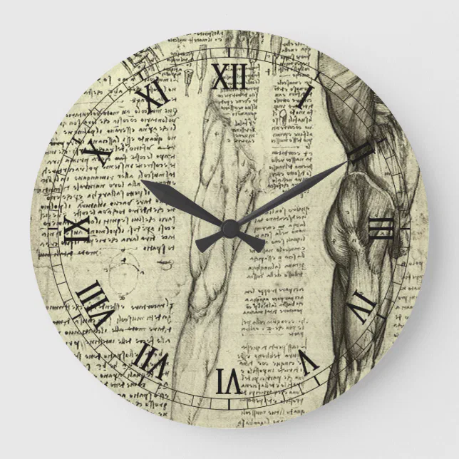 Leonardo da Vinci's Human Anatomy Male Muscles Large Clock | Zazzle