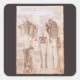Leonardo da Vinci's Human Anatomy Skeleton Bones Square Sticker | Zazzle