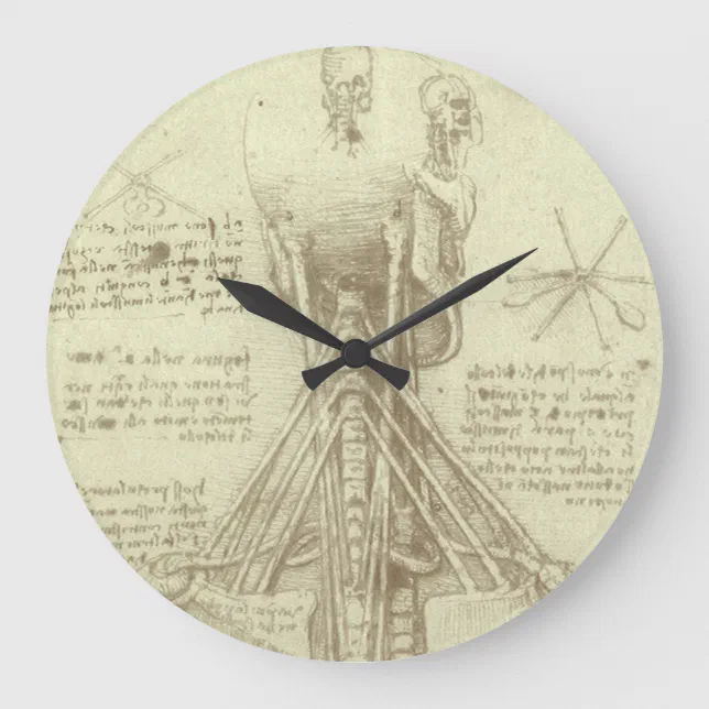 Leonardo da Vinci's Human Anatomy Spinal Column Large Clock | Zazzle