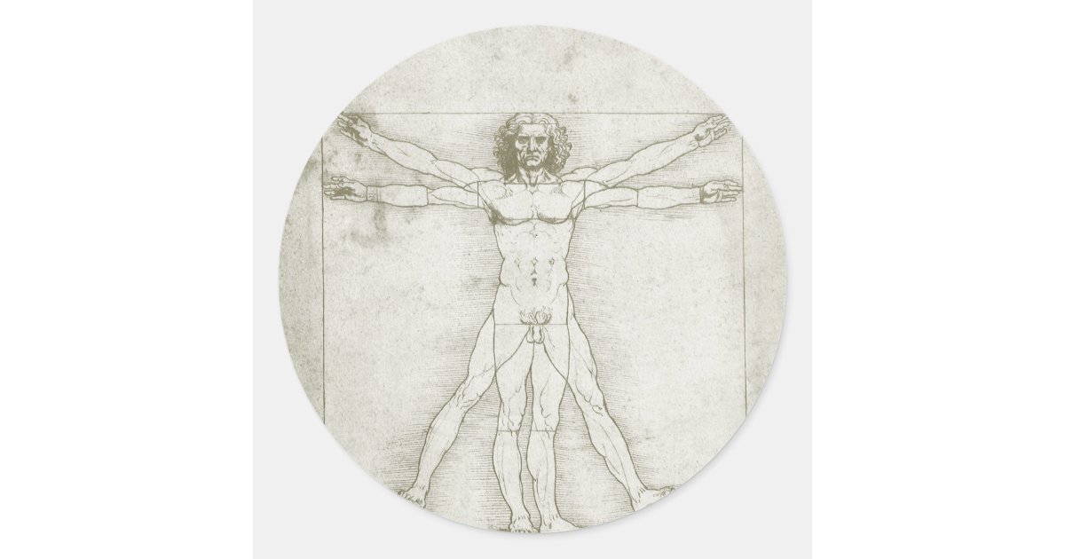 Leonardo da Vinci's Vitruvian Man Classic Round Sticker | Zazzle