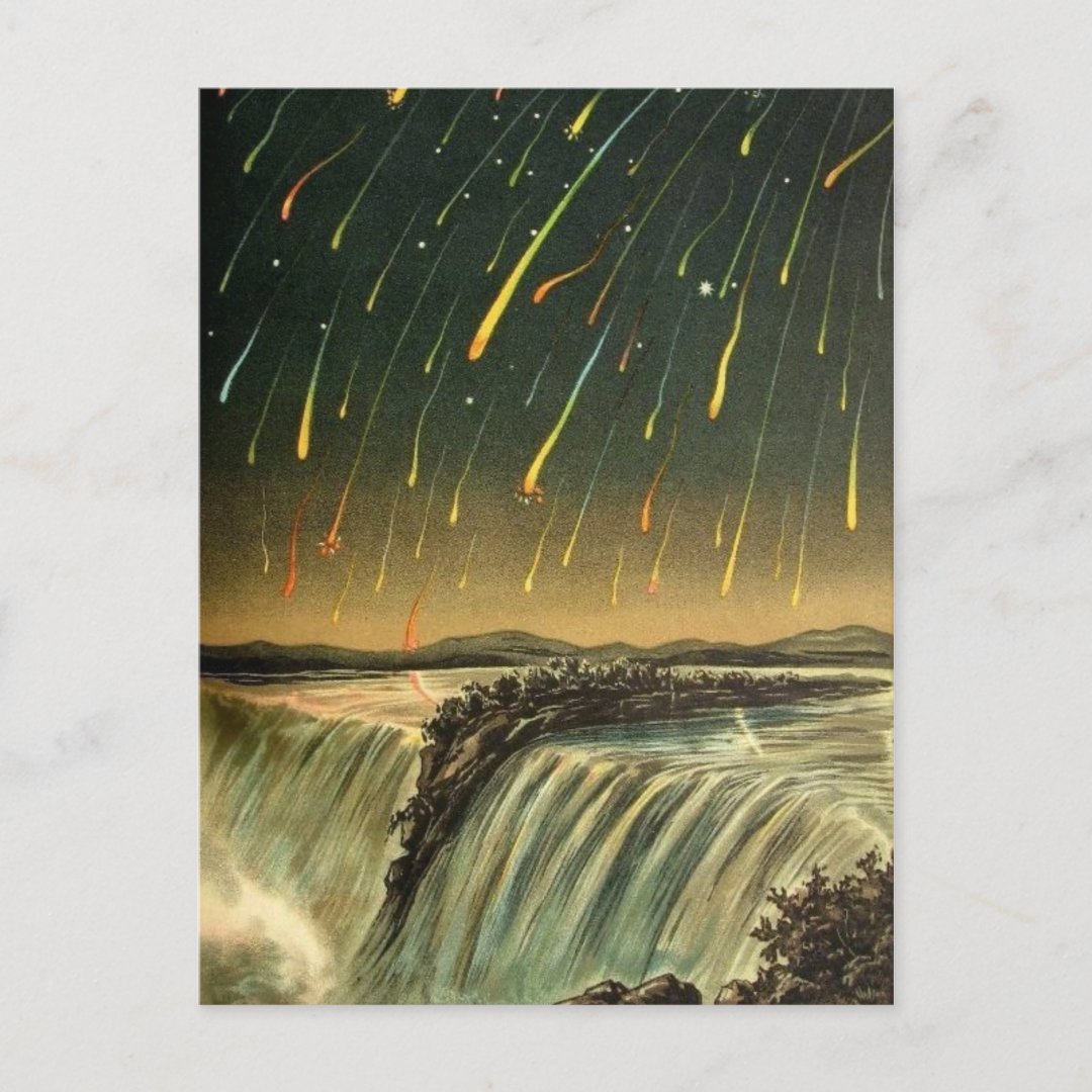 Leonid Meteor Storm Painting from 1883 Postcard | Zazzle