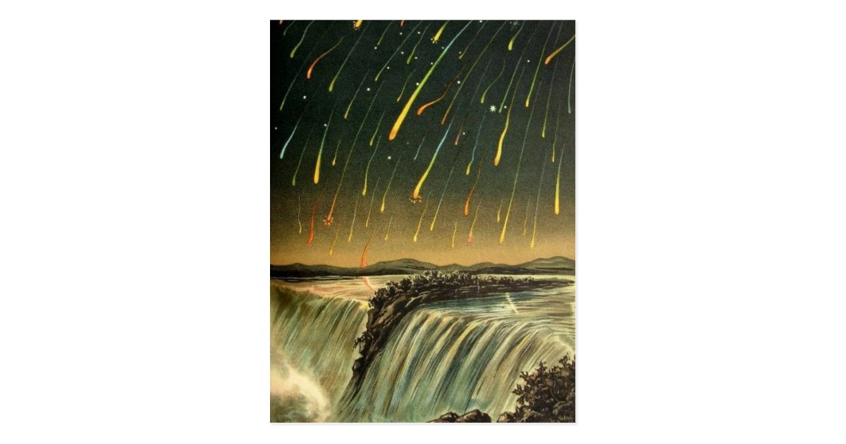 Leonid Meteor Storm Painting from 1883 Postcard | Zazzle.com