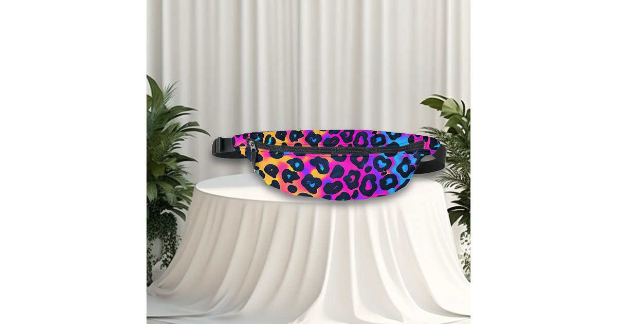 Leopard 80s Rock Neon Spots Fanny Pack | Zazzle