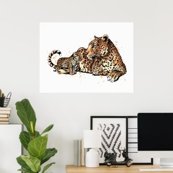 Leopard And Cub Poster | Zazzle