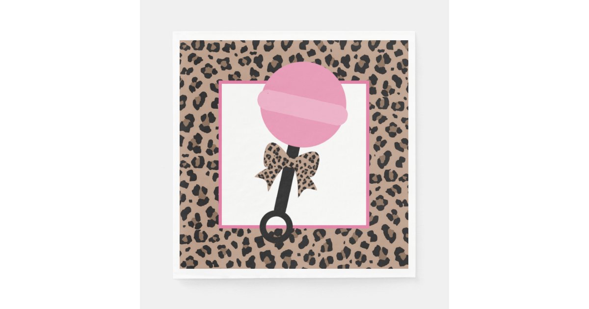 Leopard and Pink Baby Shower Napkins | Zazzle