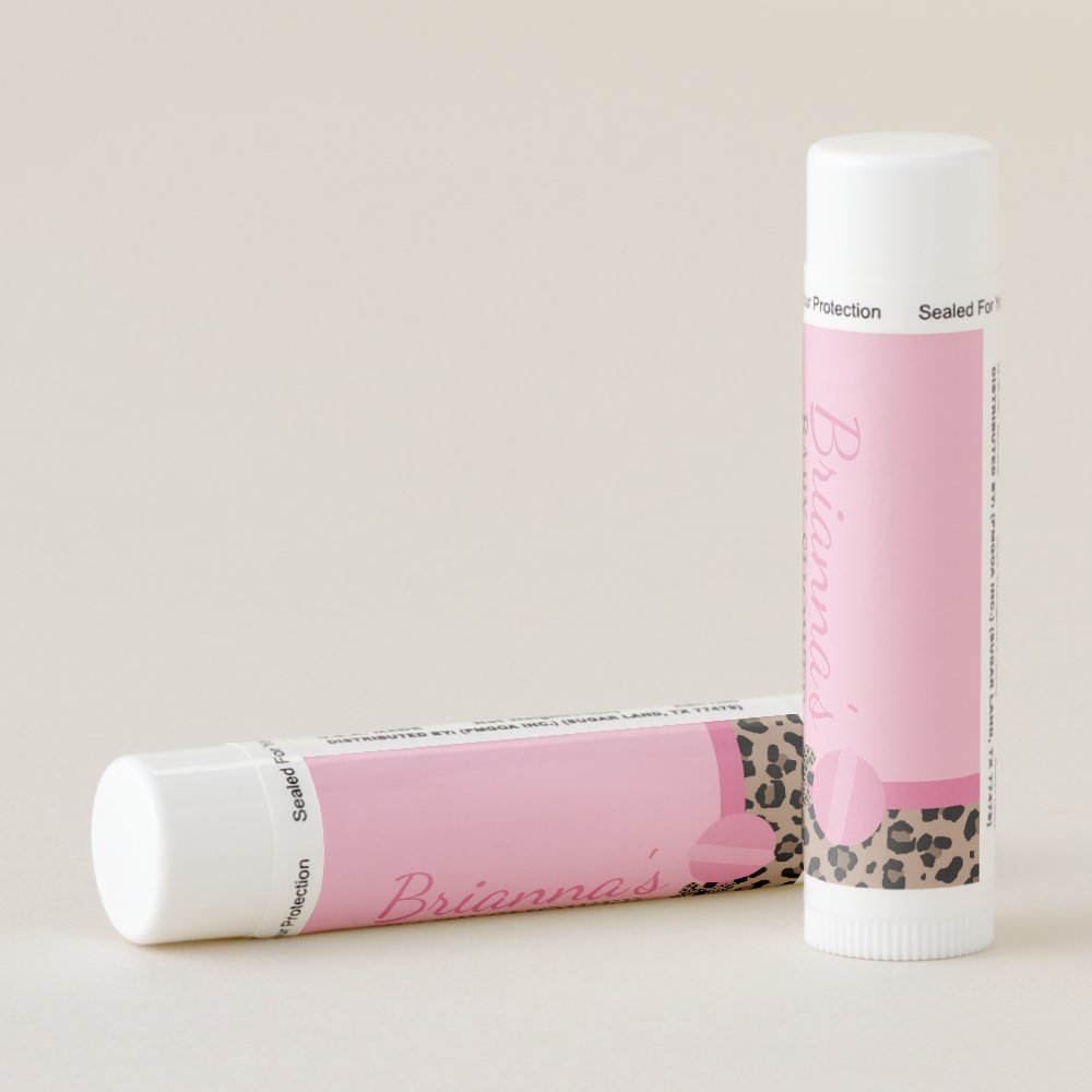 Leopard and Pink Baby Shower Personalized Lip Balm sold by Sleeping Fin ...
