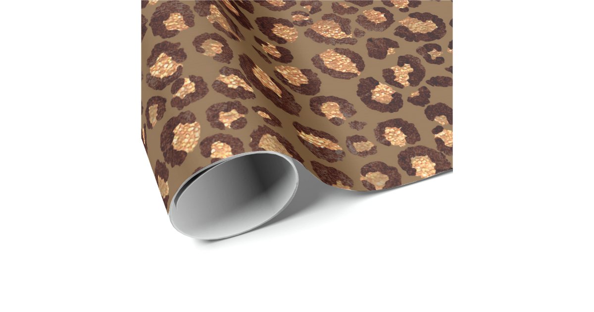 Leopard Animal Bronze Gold Black Honey African Lux Wrapping Paper | Zazzle