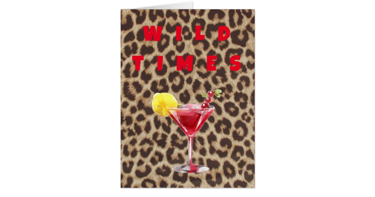 Leopard Animal Print Card Martini Cocktail Glass | Zazzle