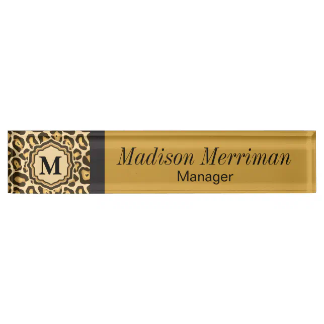 Leopard Animal Print | DIY Name and Monogram Name Plate | Zazzle