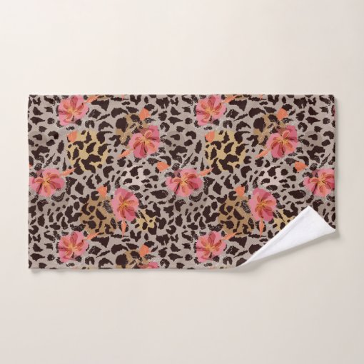 Leopard Animal Print Floral Pattern Bath Towel Set | Zazzle