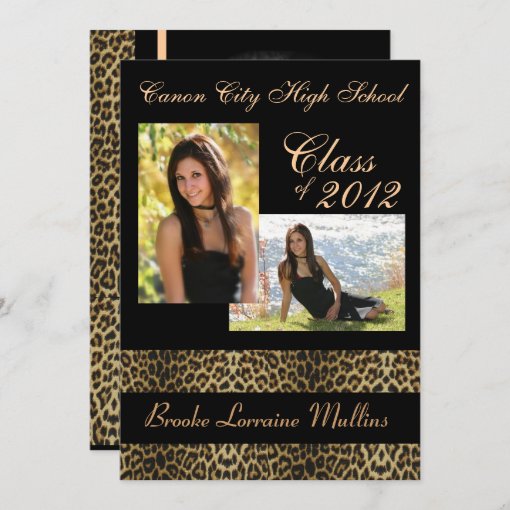 Leopard animal print graduation announcement | Zazzle