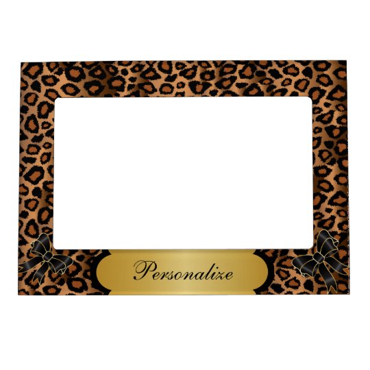 Leopard Animal Print with Gold Accent Magnetic Picture Frame | Zazzle.com