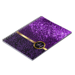 Leopard Animal Print with Purple Glitter Notebook | Zazzle