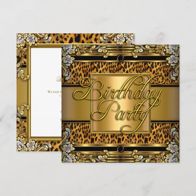 Leopard Animal Print Woman's Birthday Party Invitation | Zazzle