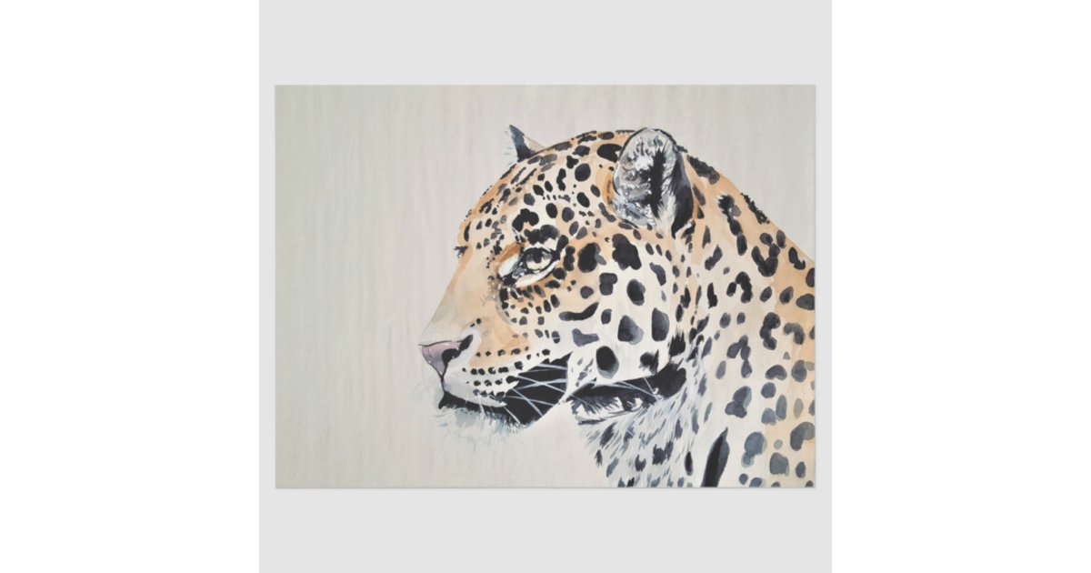 Leopard Art Watercolor Decoupage Tissue Paper | Zazzle