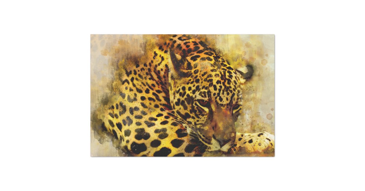 Leopard Artistic Watercolor Decoupage Tissue Paper | Zazzle