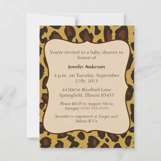 Leopard Baby Shower Invitation | Zazzle