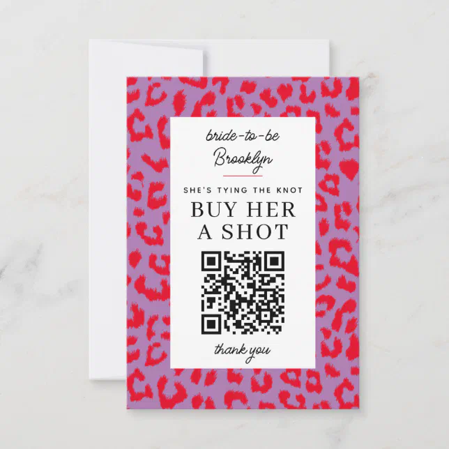 Leopard Bachelorette Party Buy a Shot QR Payment Invitation | Zazzle