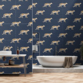 navy leopard wallpaper