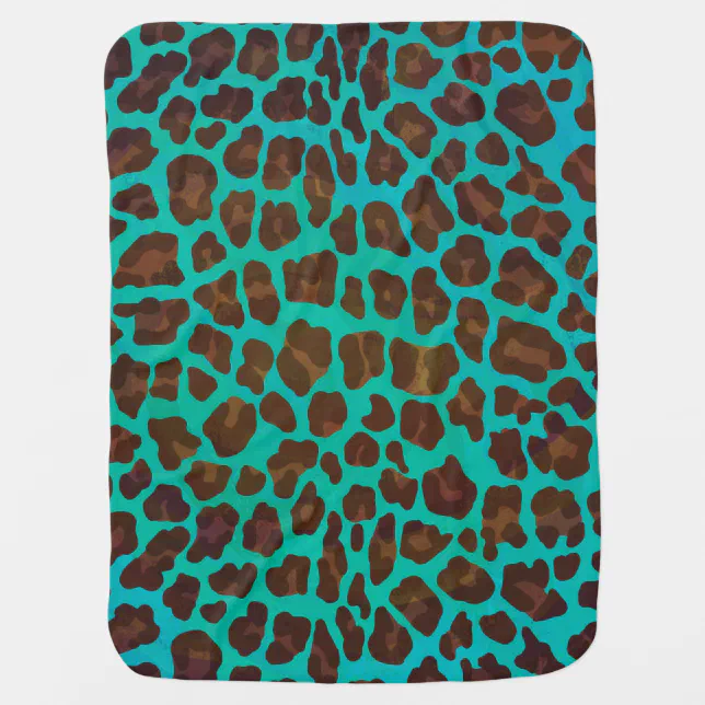 Leopard Brown and Teal Print Stroller Blanket | Zazzle