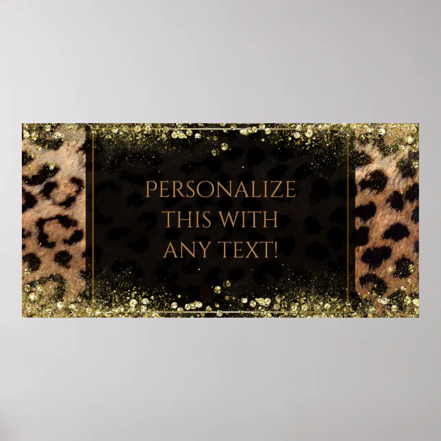 Leopard Cheetah Animal Print Gold Glitter Banner | Zazzle
