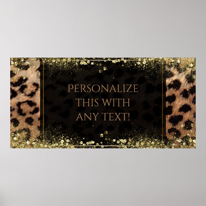 Leopard Cheetah Animal Print Gold Glitter Banner | Zazzle