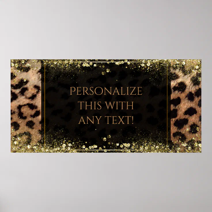 Leopard Cheetah Animal Print Gold Glitter Banner | Zazzle
