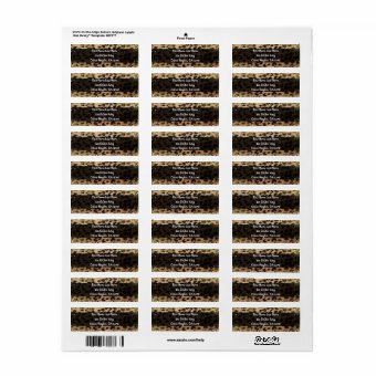 Leopard Cheetah Animal Print Gold Glitter Flecks Label | Zazzle