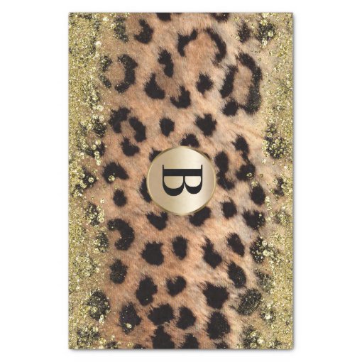 Leopard Cheetah Animal Print Gold Glitter Monogram Tissue Paper | Zazzle