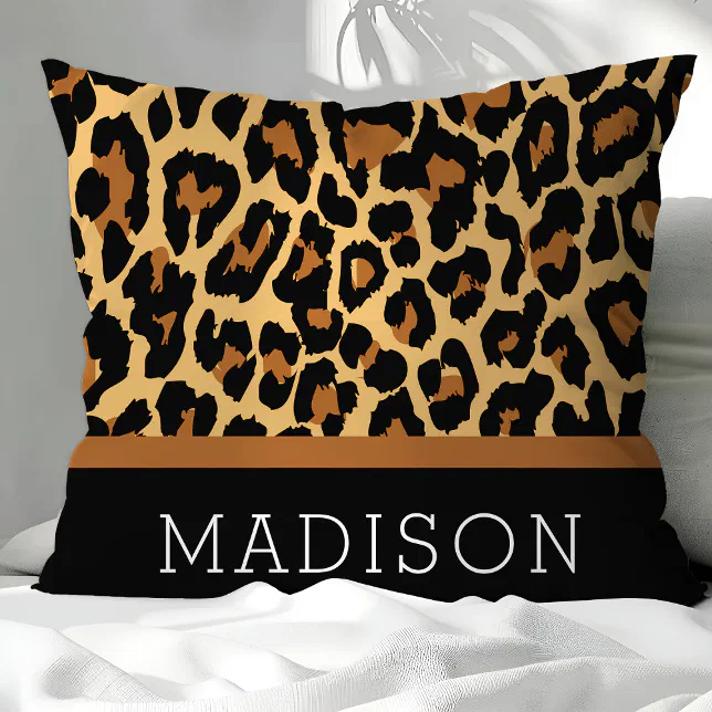 Leopard Cheetah Animal Print Pattern Personalized Throw Pillow | Zazzle