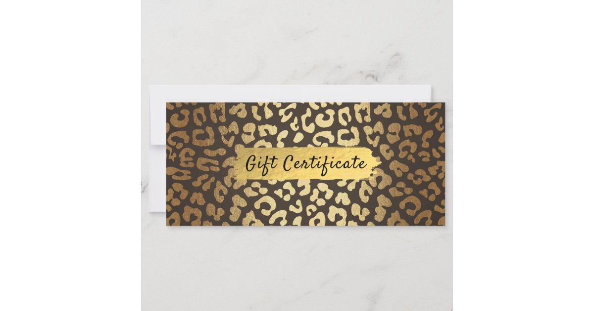 Leopard Cheetah Animal Skin Print Gift Certificate | Zazzle