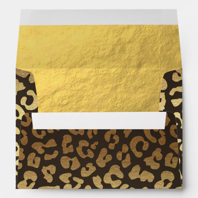 Leopard Cheetah Animal Skin Print Modern Glam Gold Envelope | Zazzle