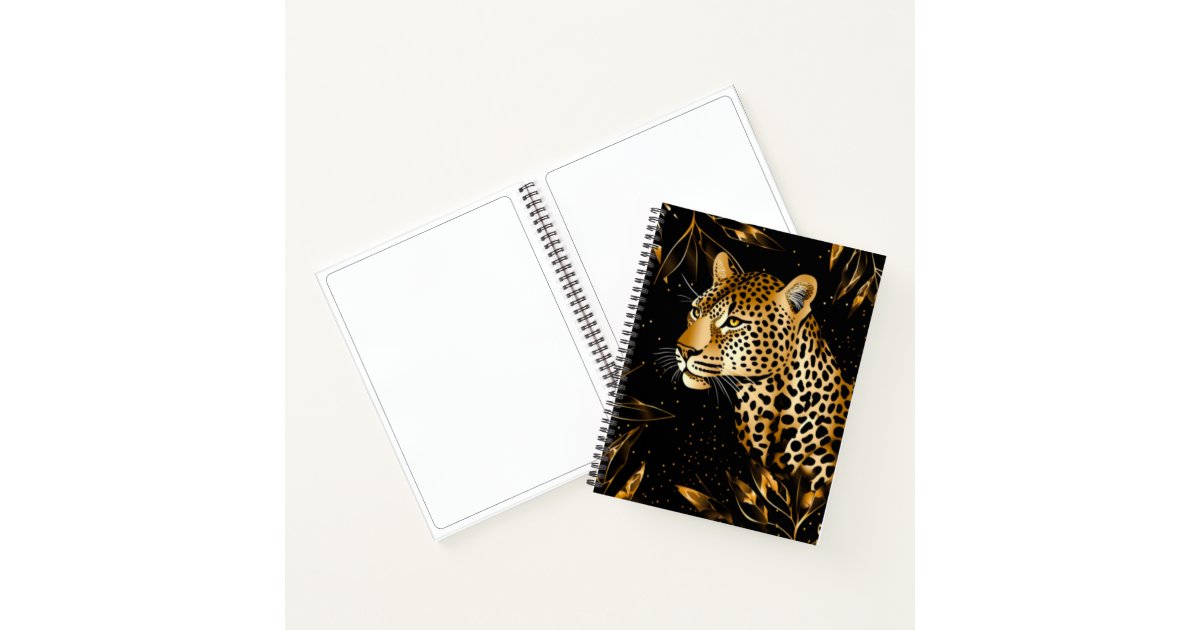 Leopard Cheetah Black Gold Sketchbook Notebook | Zazzle