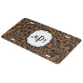 Leopard Cheetah Bronze Metallic Glitter Monogram License Plate | Zazzle